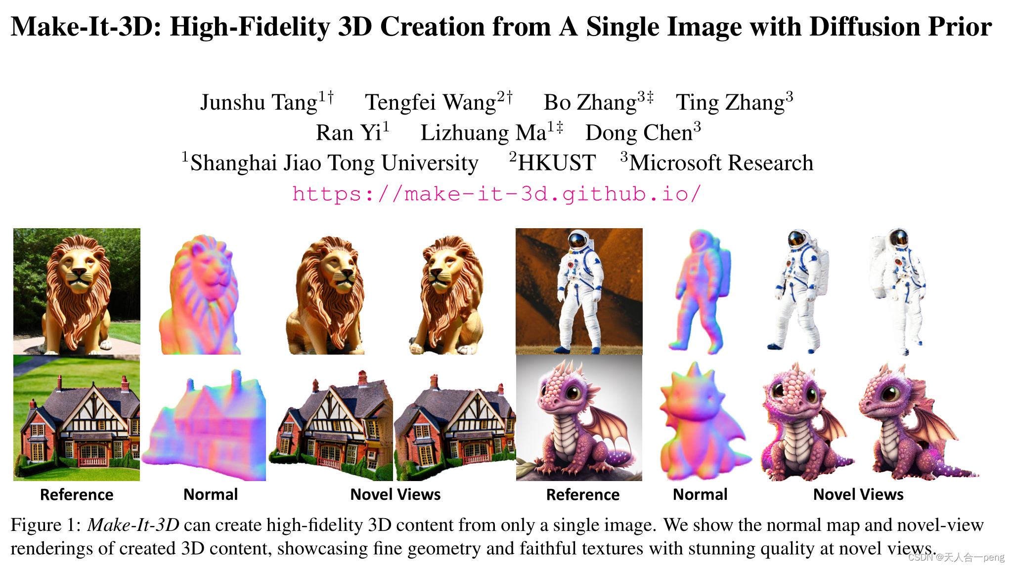 单张图像三维重建Make-It-3D: High-Fidelity 3D Creation from A Single Image with Diffusion Prior-CSDN博客