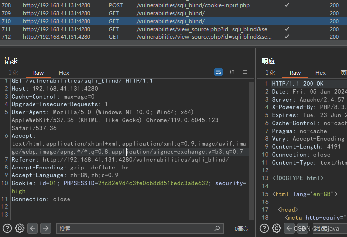 Dvwa Sql注入：high 盲注 ：cookie注入解题 通过dvwa实现cookie注入 Csdn博客