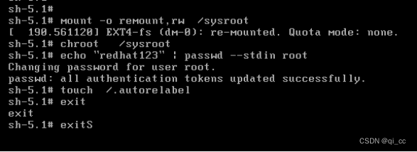 红帽系统Redhat忘记密码重置root密码-CSDN博客