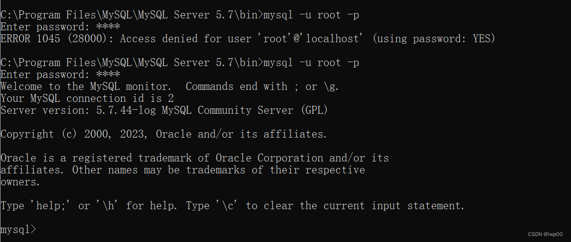 【问题解决】mysql密码正确无法登录ERROR 1045 : Access denied for user ‘root‘@‘localhost‘ (using password: YES ...