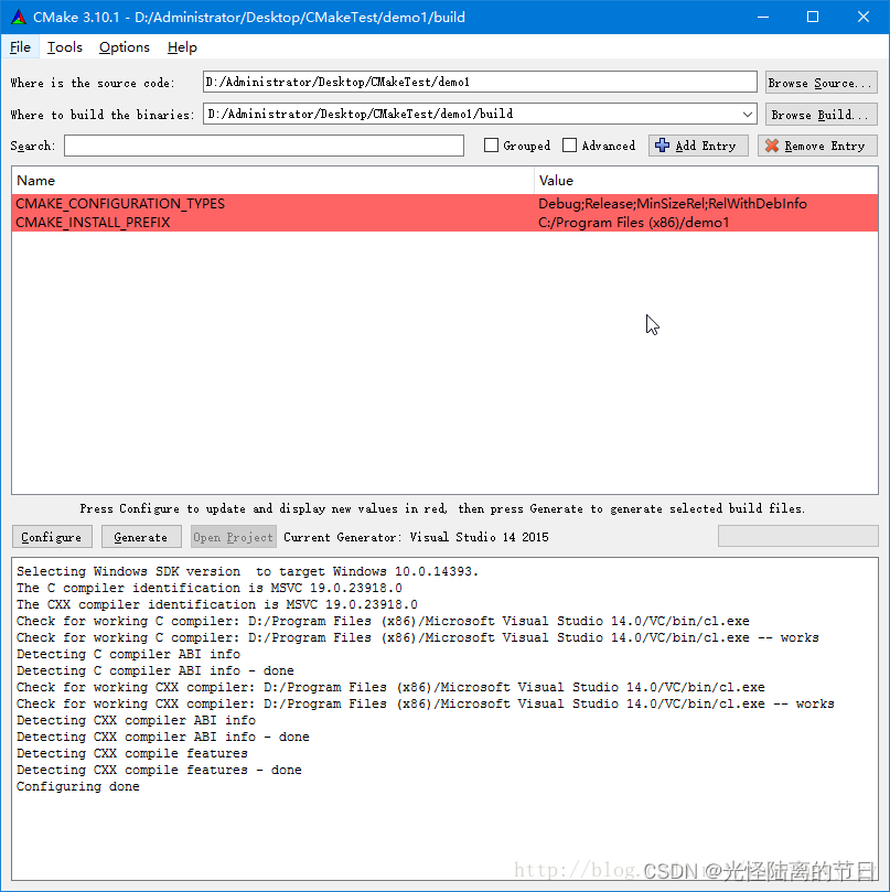 CMake入门1——CMake与VS2015的结合使用_cmakegui windows-CSDN博客