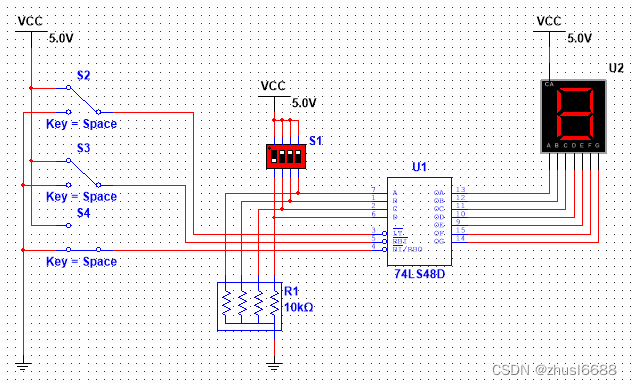 Multisim14.0仿真应用设计（五十九）74LS48 BCD-7段数码管驱动器应用仿真_bcd译码器在multisim-CSDN博客