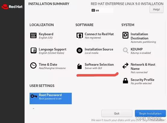 Linux红帽安装过程（Red hat Enterprise Linux 9.0）学生视角_linux red hat csdn-CSDN博客