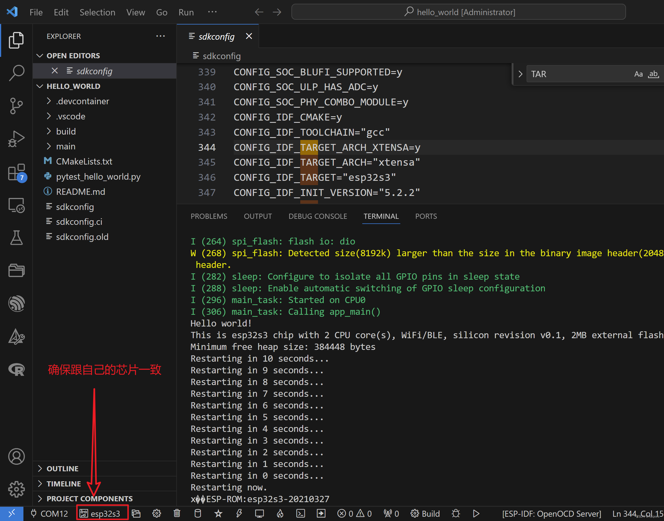 Esp32 S3 Hello World Target Esp32s3 Specified On Command Line Is Not