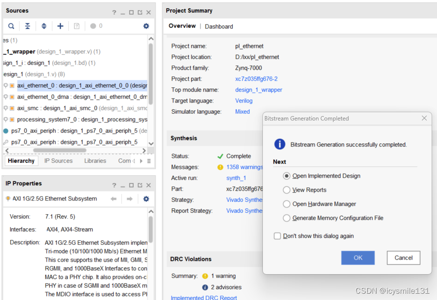 [Common 17-69] Command failed: This design contains one or more cells for which bitstream ...