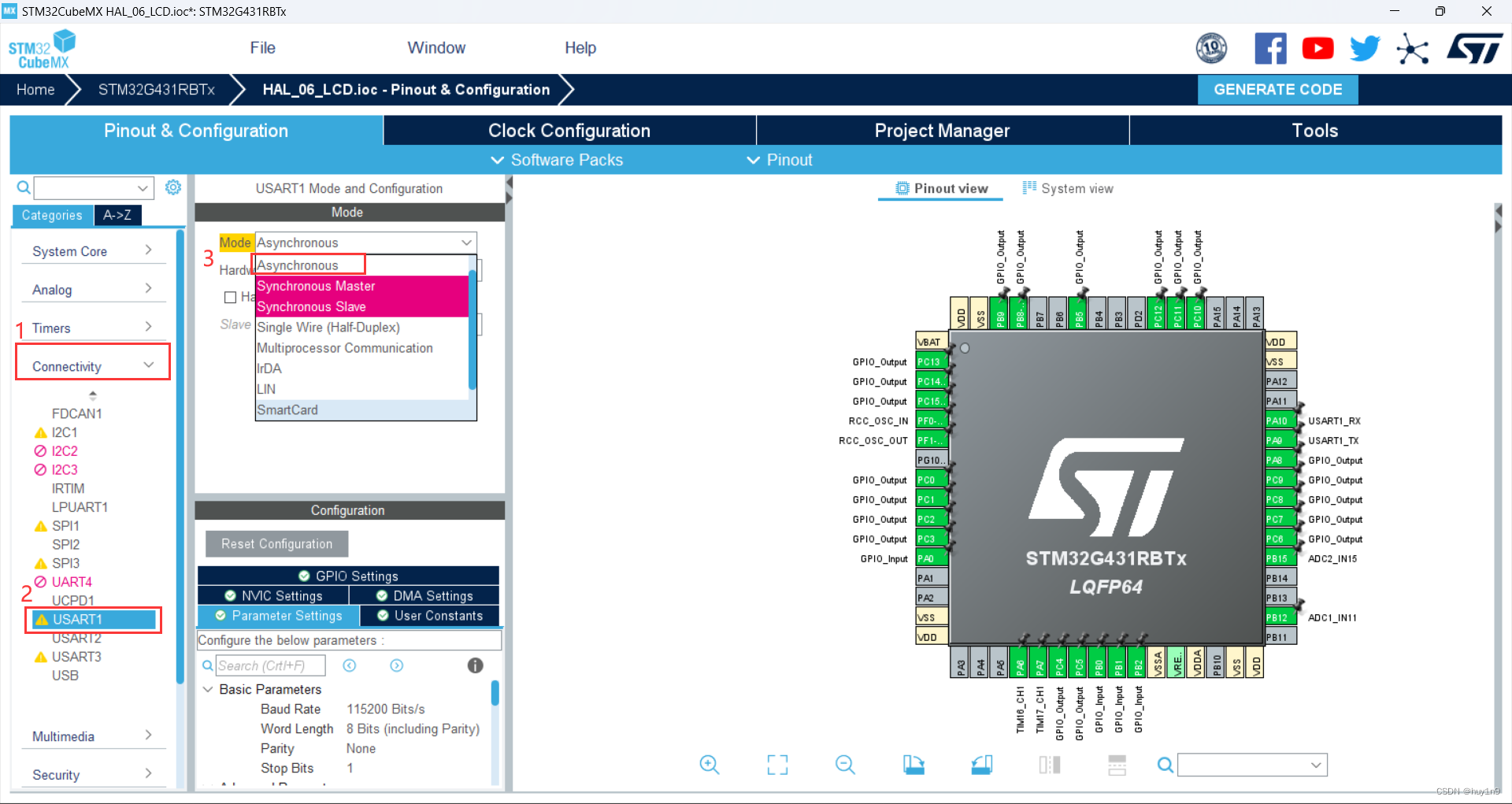 CubeMX使用教程（7）——UART串口通信_cubemx usart-CSDN博客