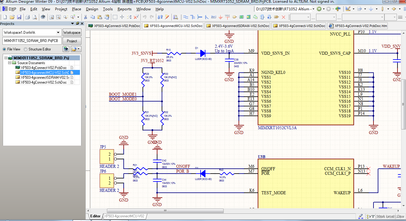 基于I.MX RT1052+IS42S16160J+SIM7600CE硬件开发评估板(原理图+PCB)工程 文件，AD09设计的工程文件-CSDN博客