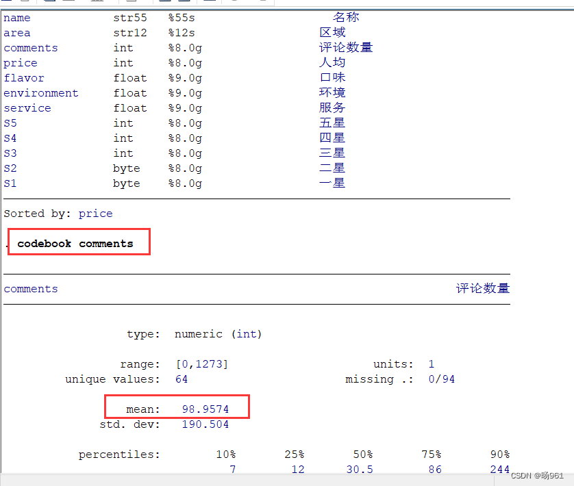 Stata学习笔记（六）：描述性统计核心参数及stata应用stata描述性统计 Csdn博客