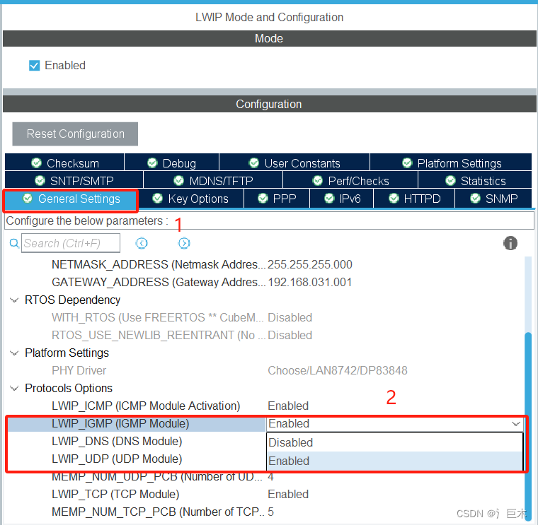 使用STM32Cube IDE 设置LWIP 使能IGMP_stm32cubeide使用lwip-CSDN博客