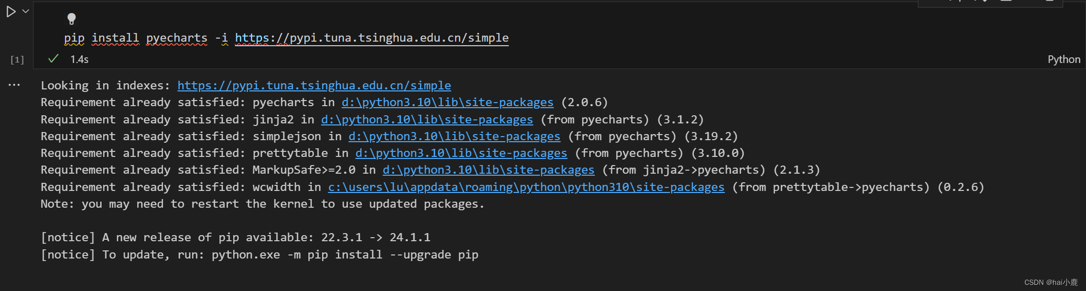 Python使用清华源安pandas，seaborn的各种库_pandas清华源-CSDN博客