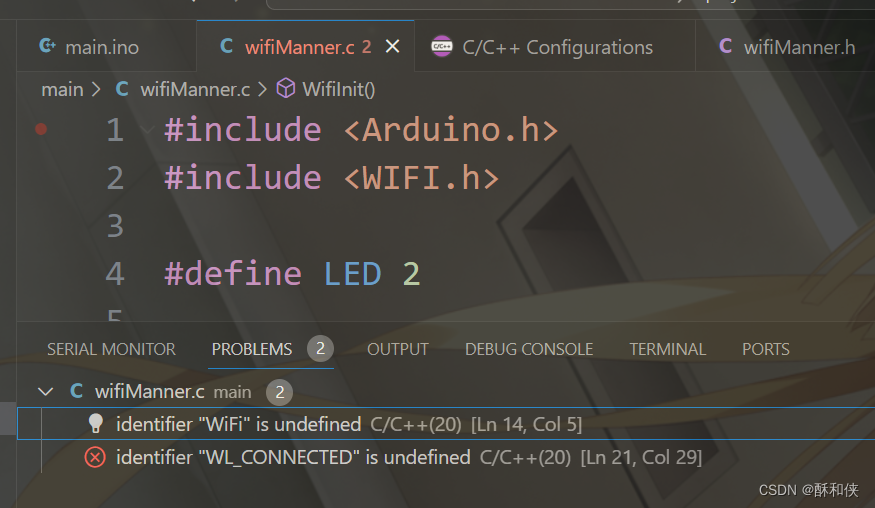 在ESP32开发中出现的wifi.h路径错误和未定义的问题_compilation error: wifi.h: no such file or directo-CSDN博客