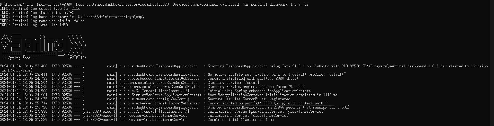 系列十一、（二）安装Sentinel控制台_java -jar sentinel-dashboard-1.8.7.jar -dserver.po-CSDN博客