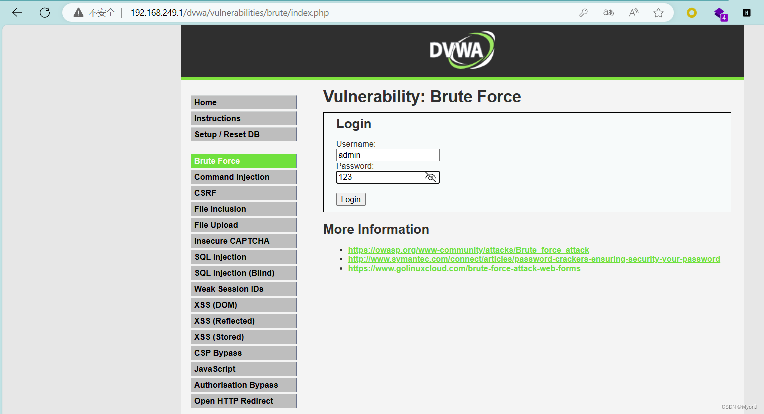 DVWA 靶场之 Brute Force-High（token检测）_dvwa brute force token-CSDN博客