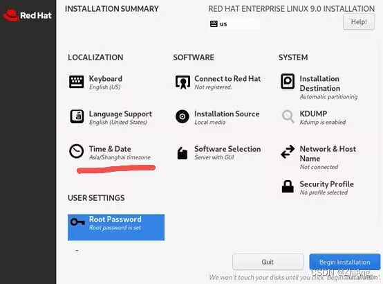 Linux红帽安装过程（Red hat Enterprise Linux 9.0）学生视角_linux red hat csdn-CSDN博客