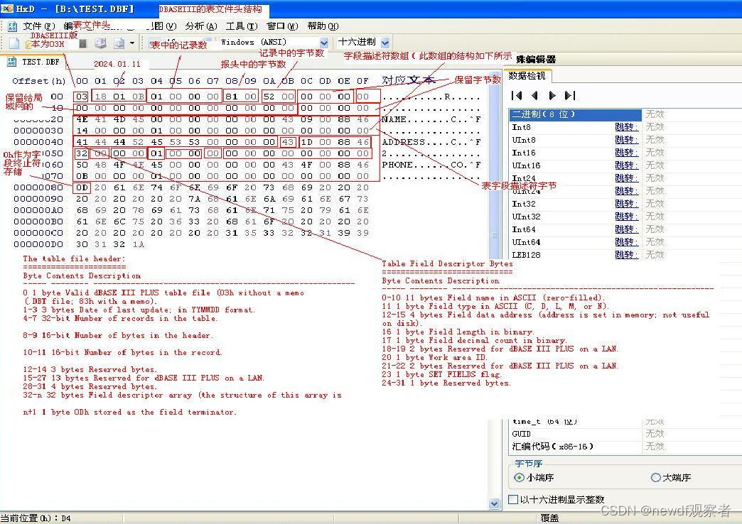 DBASEIII表文件头结构图示备忘_dbase iii file-CSDN博客