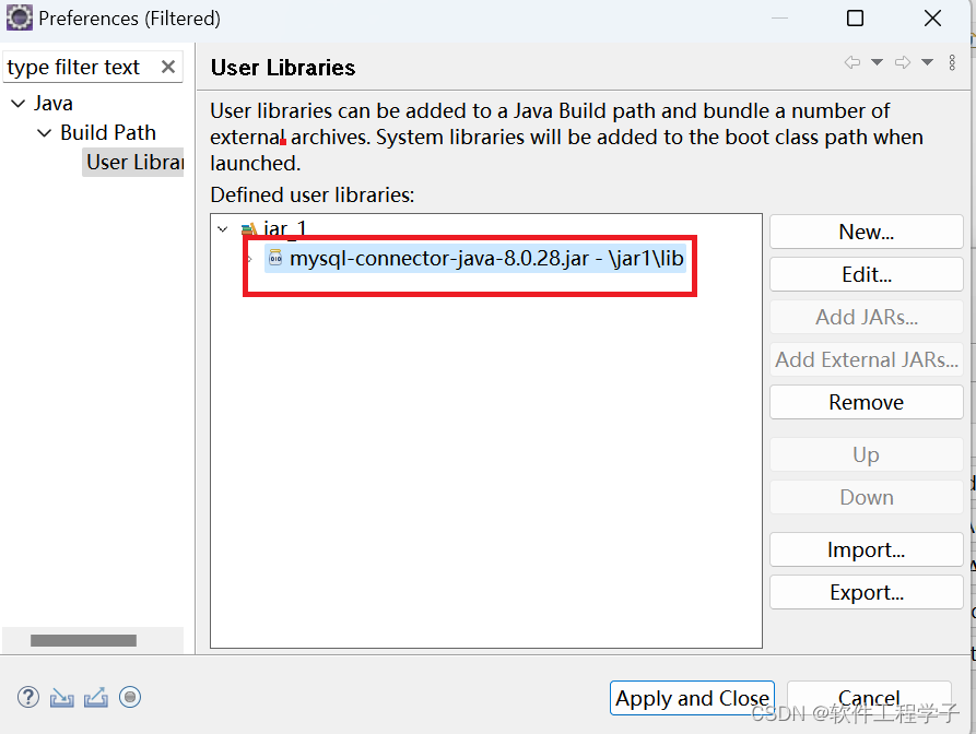 eclipse导入jar包的方法—导入mysql-connector-java-8.0.28为例_mysql-connector-java-8.0.28-bin.jar-CSDN博客