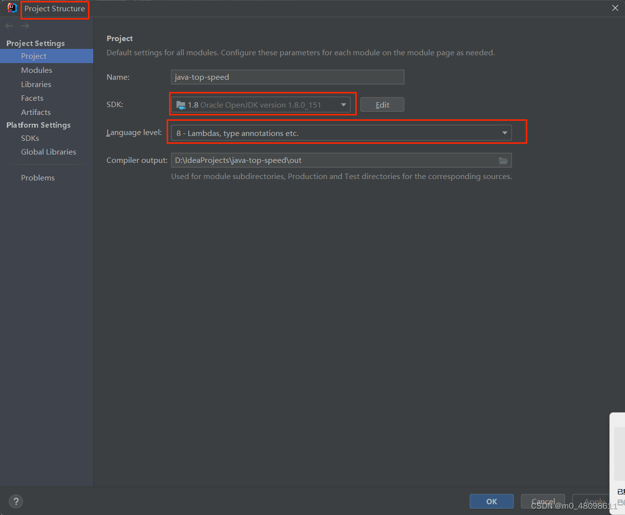 IDEA代码有可能报错，得在project structure中修改SDK版本_idea项目结构里边调整sdk-CSDN博客