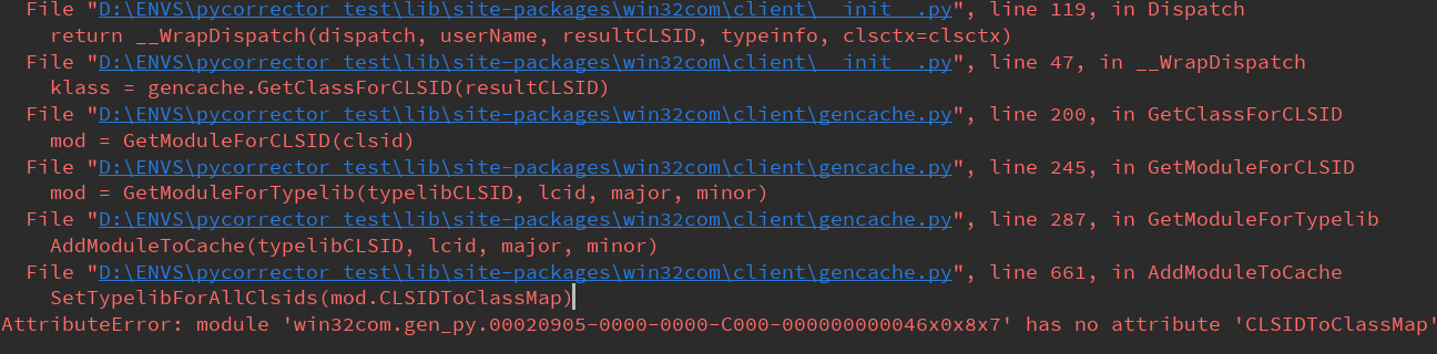 【pywin32错误集 1】:attributeerror Module ‘win32com Gen Py 00020905 0000 0000 C000