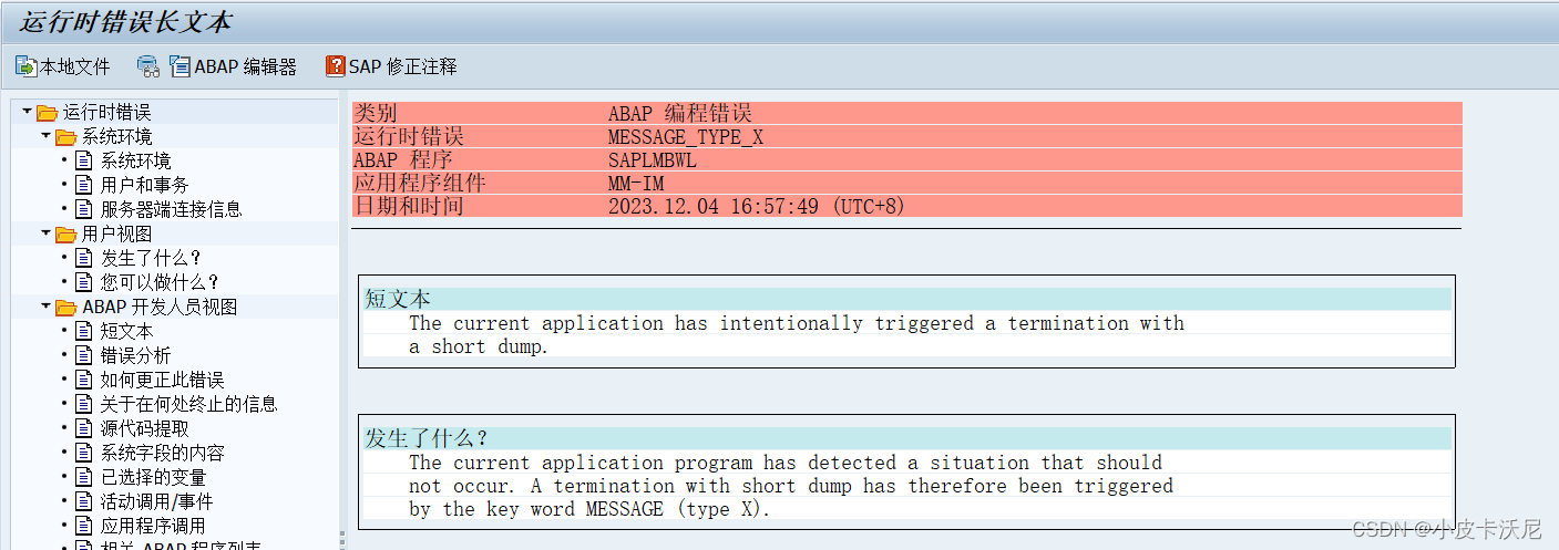 ABAP MESSAGE_TYPE_X_abap message type-CSDN博客