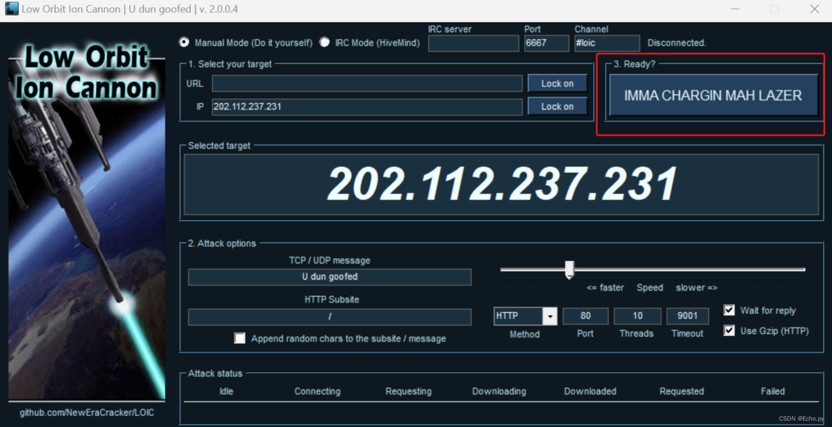 发起DDoS攻击的各种工具_loic ddos-CSDN博客