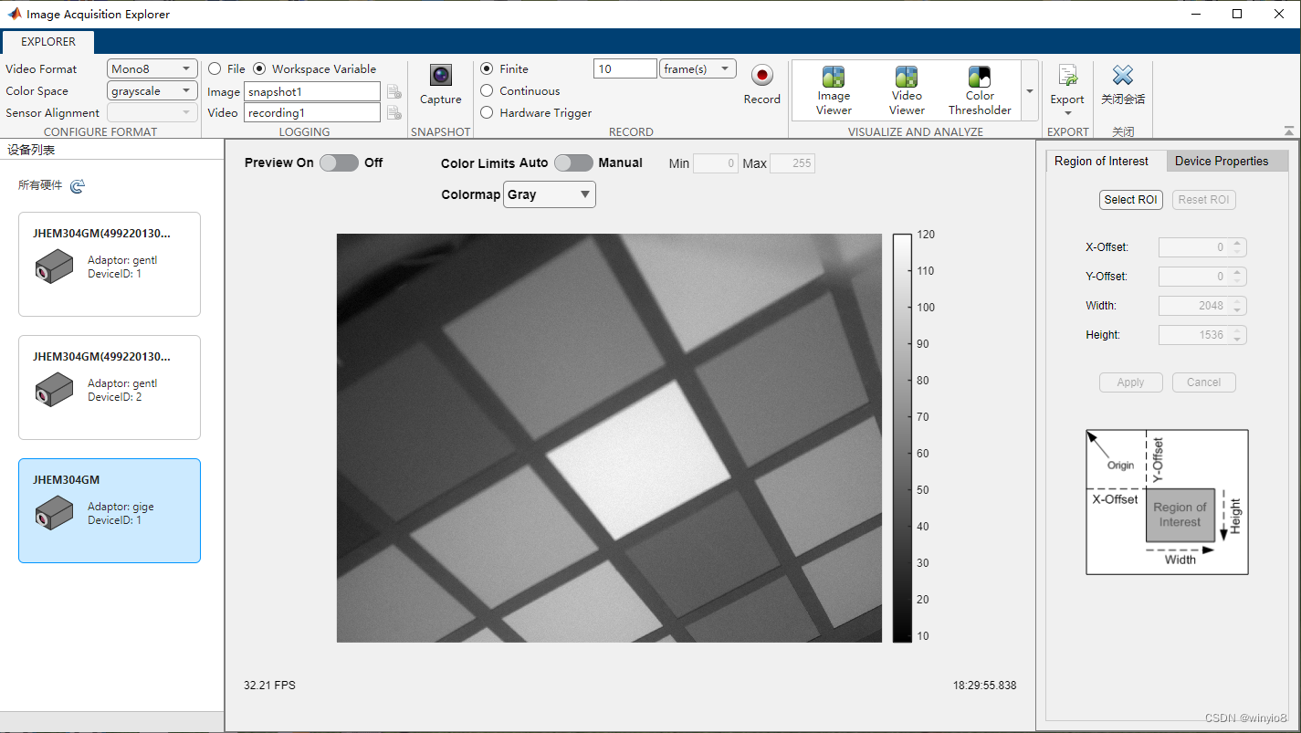 在Matlab中使用工业相机_matlab snapshot-CSDN博客