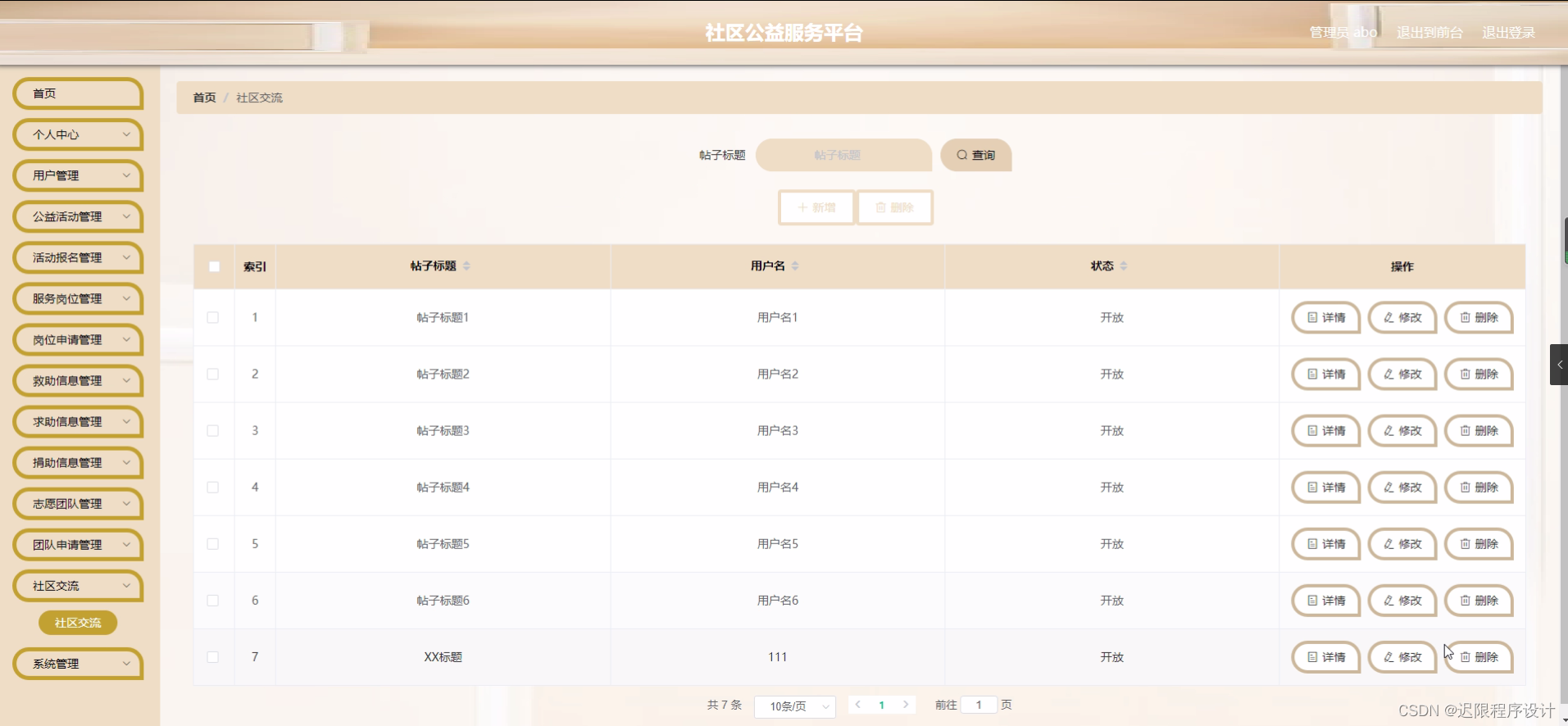 Java毕业设计社区公益服务平台 Csdn博客