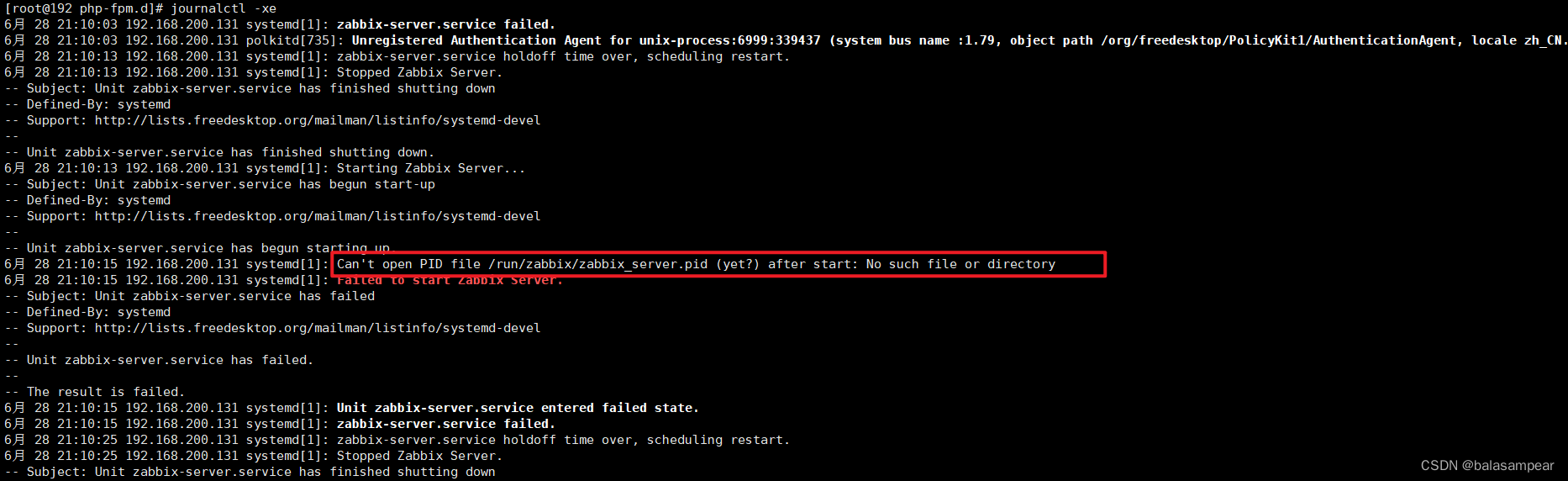 Can‘t open PID file /run/zabbix/zabbix_server.pid (yet?) after start: No such file or directory报 ...