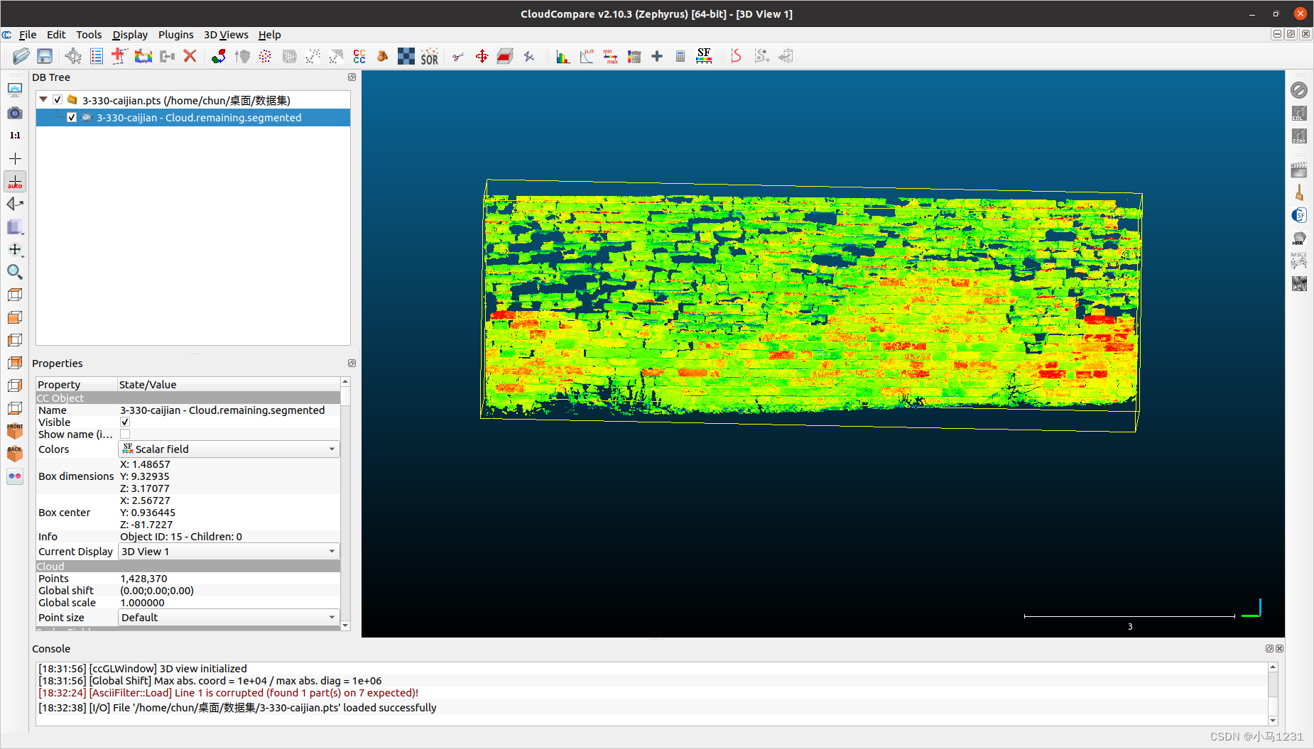 CloudCompare使用，制作点云数据集_cloudcompare 导出带有空间参考系统信息的点云-CSDN博客
