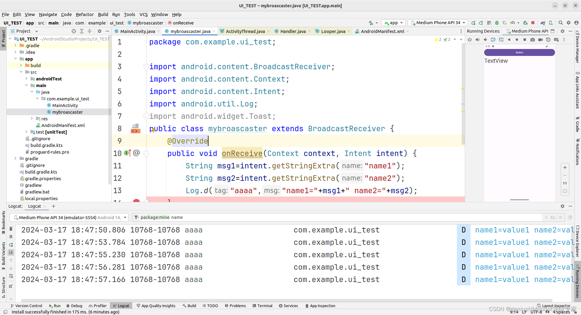 2024年一个能正常运行的Java：静态注册广播demo_viewcompat.setonapplywindowinsetslistener ...