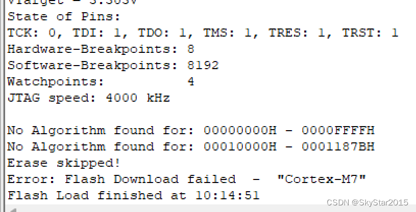 【已解决】Keil调试：Flash DownLoad faild-Coretex M7； No algorithm found for....解决方案_no algorithm found ...
