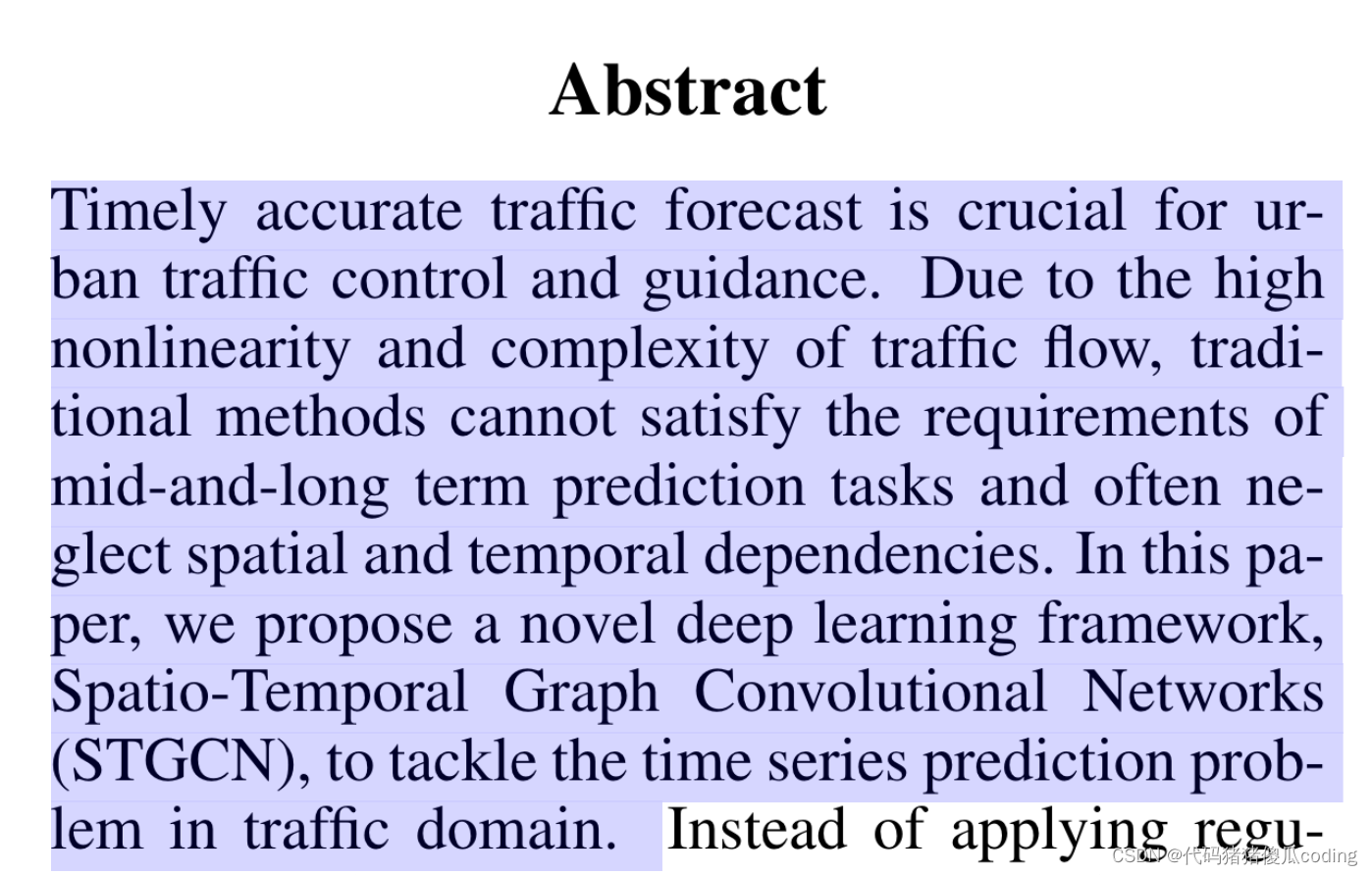 文献阅读《Spatio-Temporal Graph Convolutional Networks: A Deep Learning Frameworkfor Traffic ...