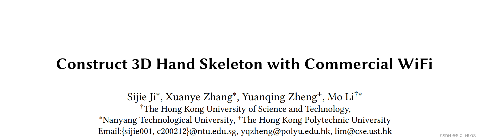 无线感知论文速览 | SenSys 2023, 使用商用WiFi设备构建手部骨架 Construct 3D Hand Skeleton ...