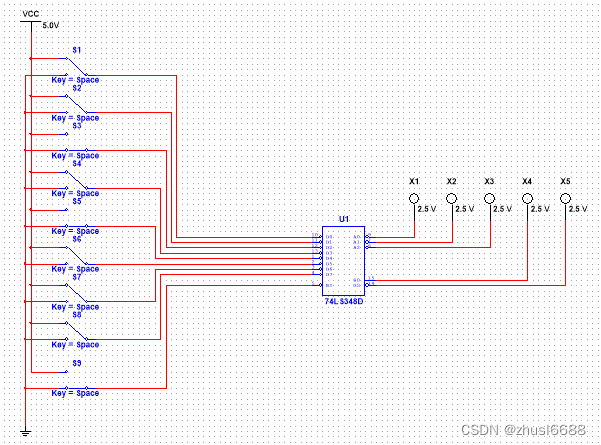 Multisim14.0仿真应用设计（八十二 ）74LS348 优先编码器应用仿真-CSDN博客
