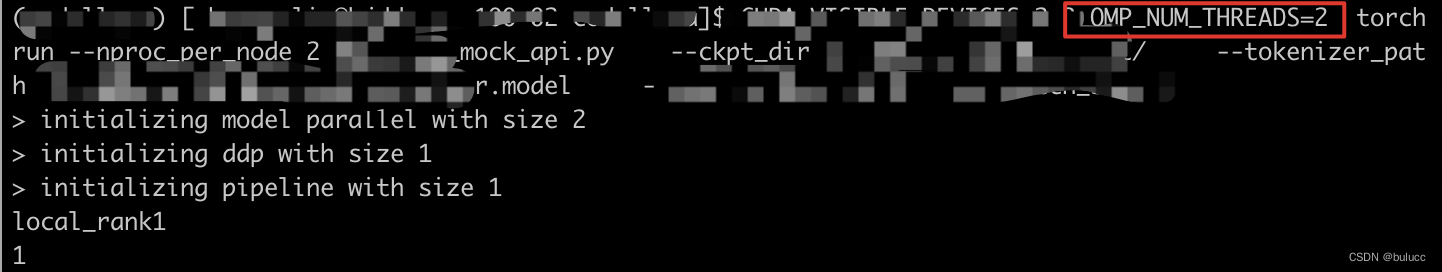部署模型提示：Setting OMP_NUM_THREADS environment variable for each process to be 1 in default_setting ...
