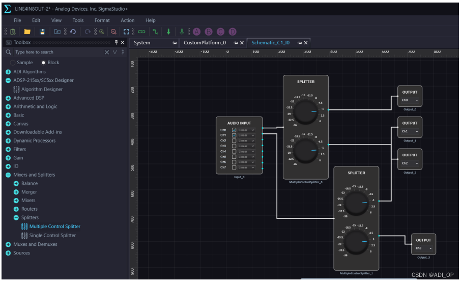 ADSP-21569用SigmaStudio+2.1来做图形化编程详解11：四进八出的通道算法设计3-CSDN博客