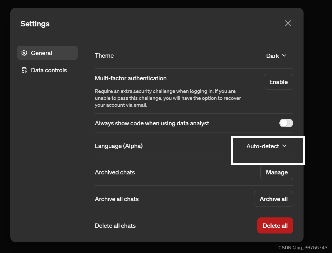 chatgpt出现跨域错误 CORS，设置语言为自动检测即可_has been blocked by cors policy chatgpt-CSDN博客