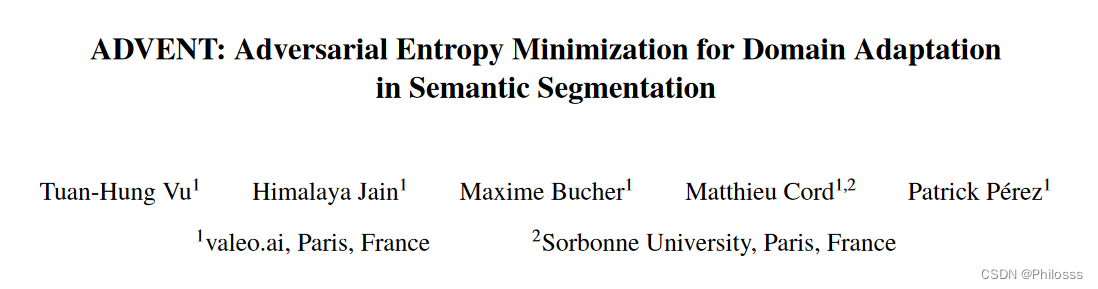 论文笔记：ADVENT: Adversarial Entropy Minimization for Domain Adaptation in Semantic Segmentation ...