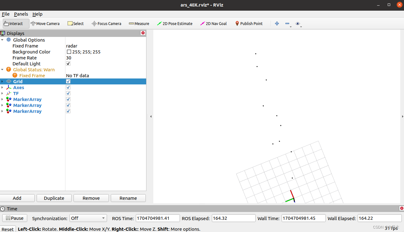 ARS404毫米波雷达ROS驱动包使用说明_毫米波雷达 ros-CSDN博客
