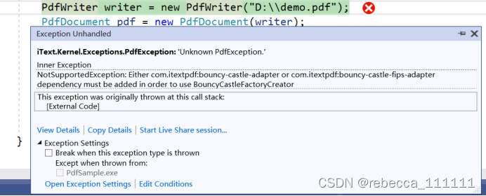 C#报错 iText.Kernel.Exceptions.PdfException: ‘Unknown PdfException.‘解决方法_either com.itextpdf ...