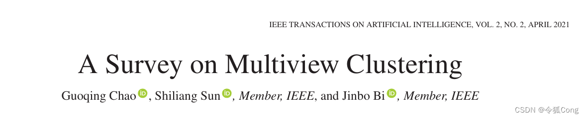 论文阅读 | A Survey on Multiview Clustering_a comprehensive survey on multi-view clustering-CSDN博客