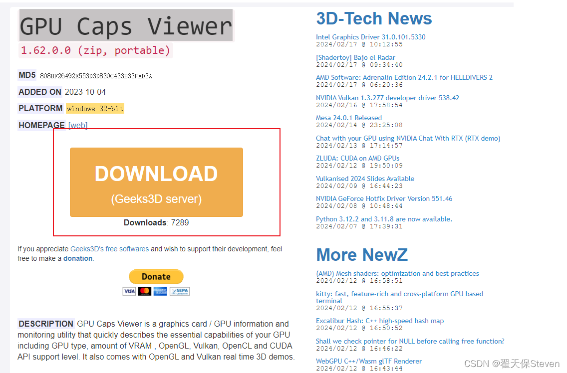 实用分享-GPU Caps Viewer(快速查看OpenGL版本号)-CSDN博客