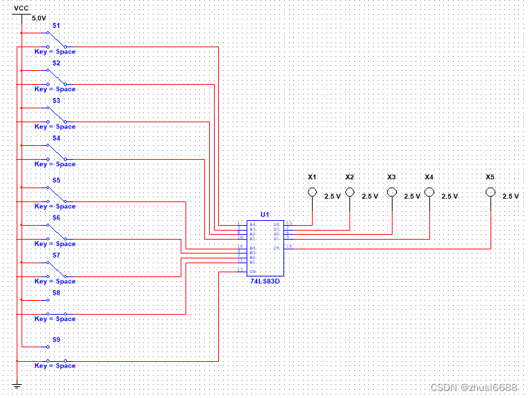 Multisim14.0仿真应用设计（五十一）74LS83 4位加法器应用仿真_四位全加器74ls83-CSDN博客