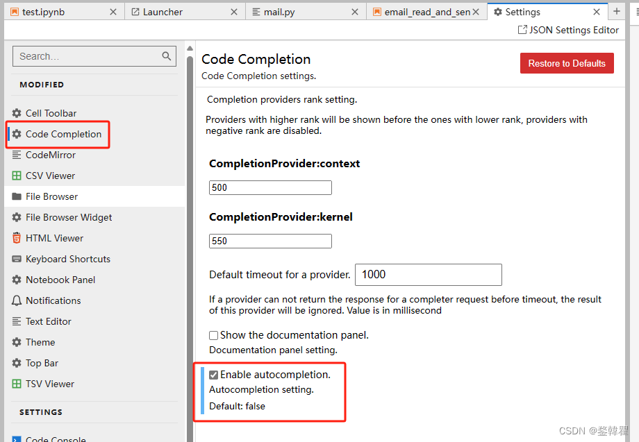 jupyter 7+ 设置代码自动补全_modulenotfounderror: no module named 'notebook.bas ...