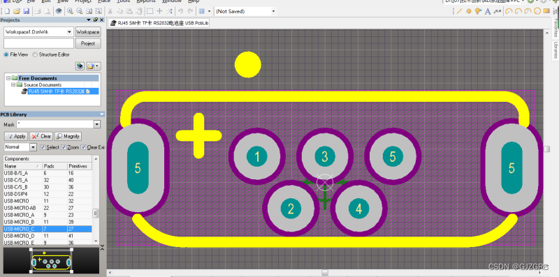 MINI MICRO A型B型D型USB type-c母座 USB 封装库Altium库 AD元件库（ PCB封装库）-CSDN博客