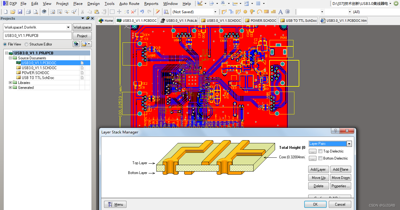 基于GL3520芯片设计 USB3.0 USB HUB 评估板硬件（原理图+PCB+封装库）文件，AD09设计的工程文件_gl3523 layout-CSDN博客