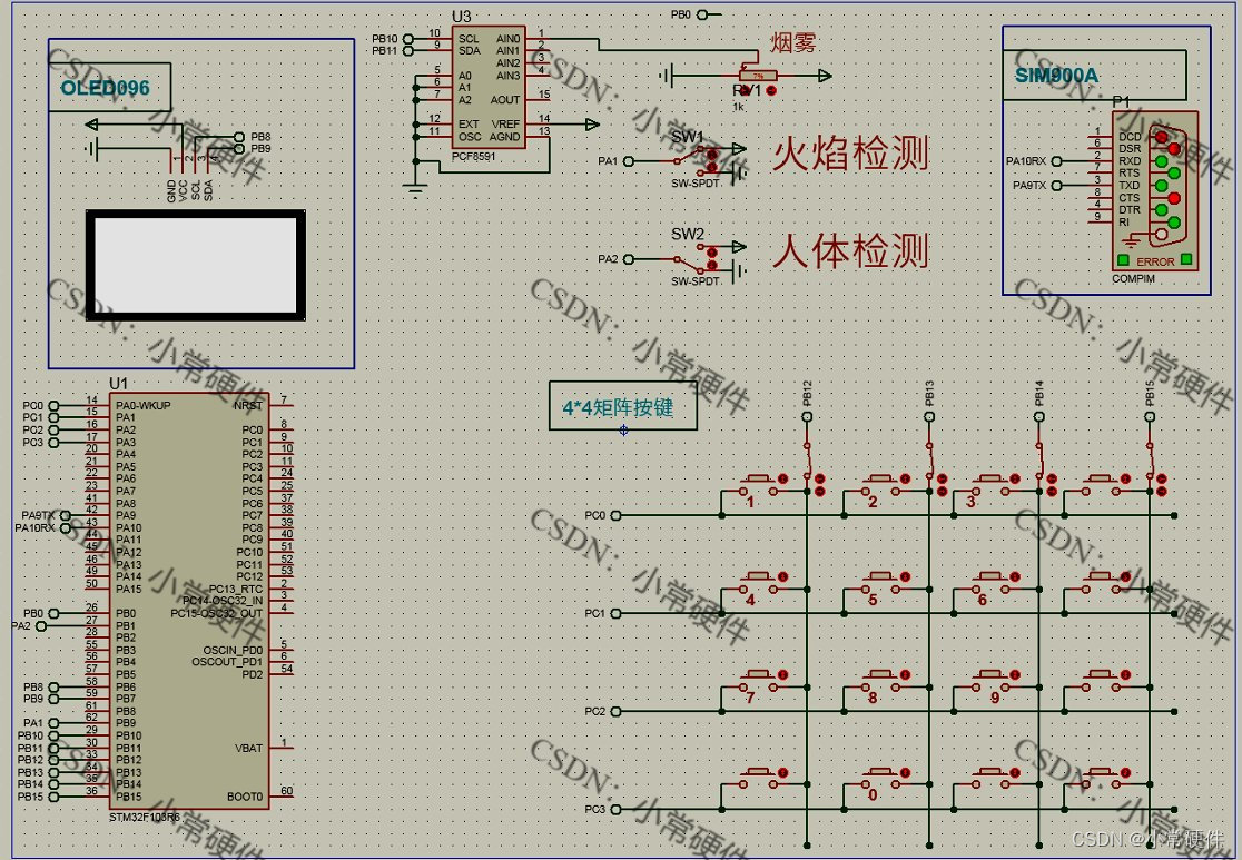 Proteus仿真实例基于stm32单片机的火灾防盗系统(仿真文件程序)24 32f 08stm32仿真加程序 Csdn博客