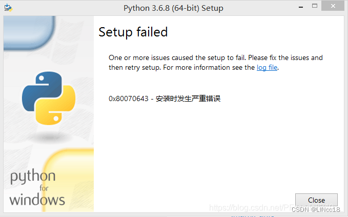 Python安装出现严重错误的解决方法_0x80070643-安装时发生严重错误_python没删干净安装之后报错-CSDN博客