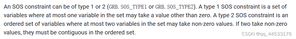 GUROBI添加约束——SOS (Special Ordered Sets)_sos约束-CSDN博客